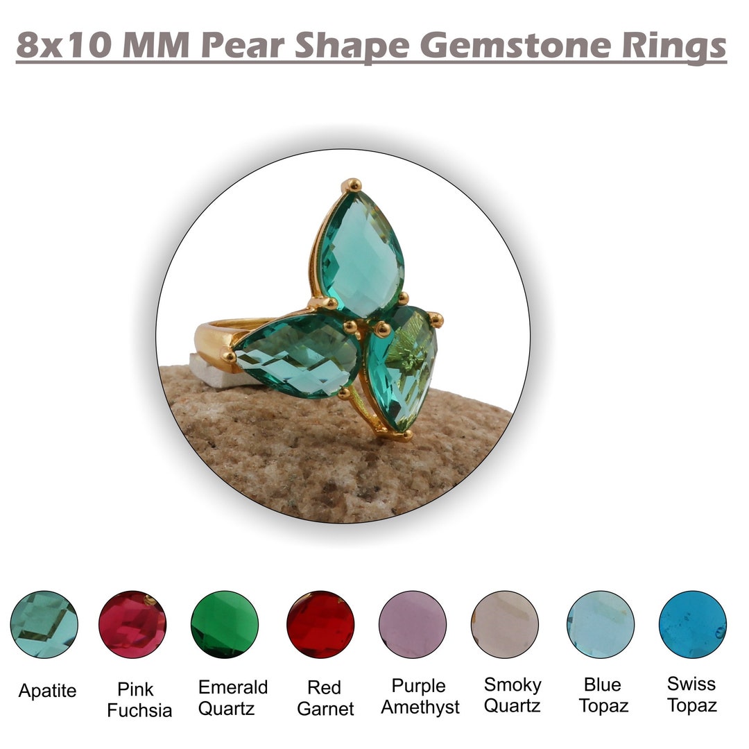 Apatite Ring Jewelry Pear Shape, Gemstone Jewelry Gold Plated Quartz ...