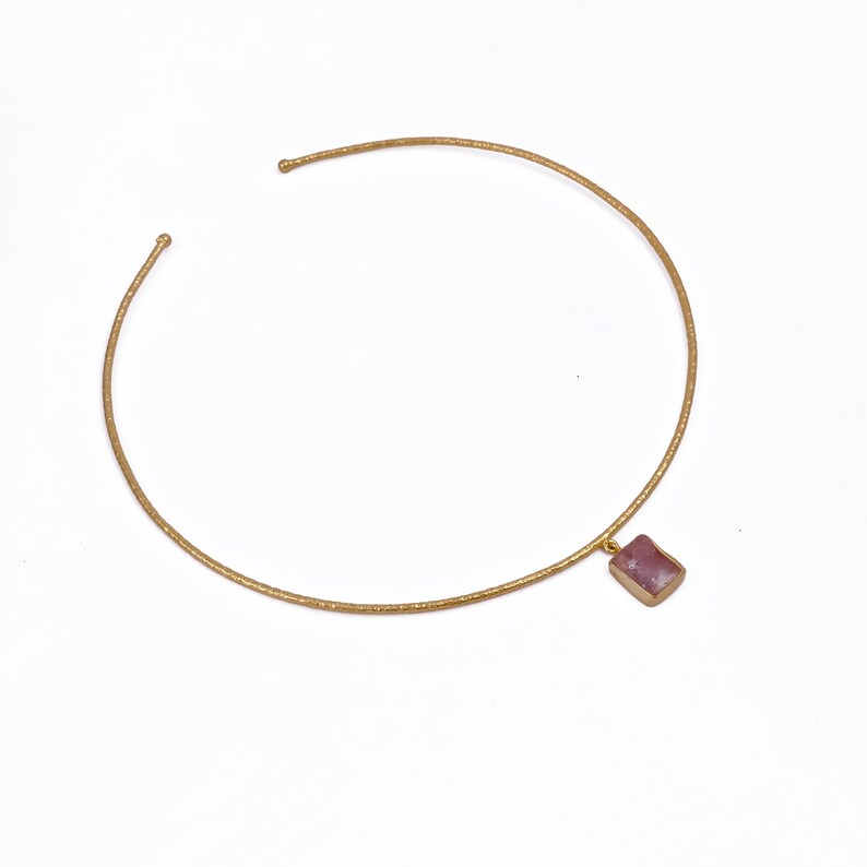 Natural Rose Quartz Choker Necklace, 18k Gold Plated Handmade Jewelry ...