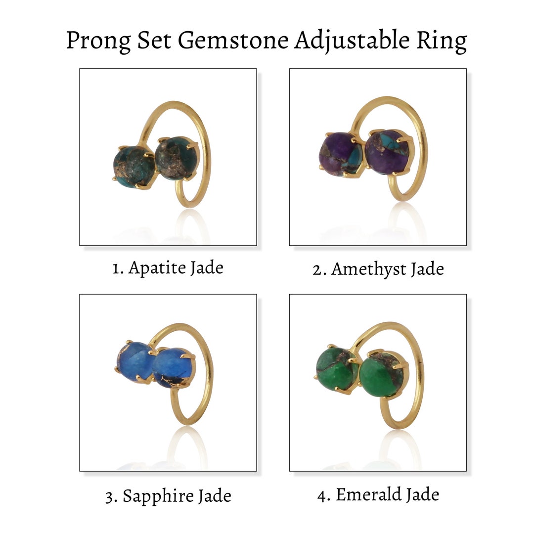 Mojave Jade Double Gemstone Ring, Gold Plated Copper Turquoise Handmade ...