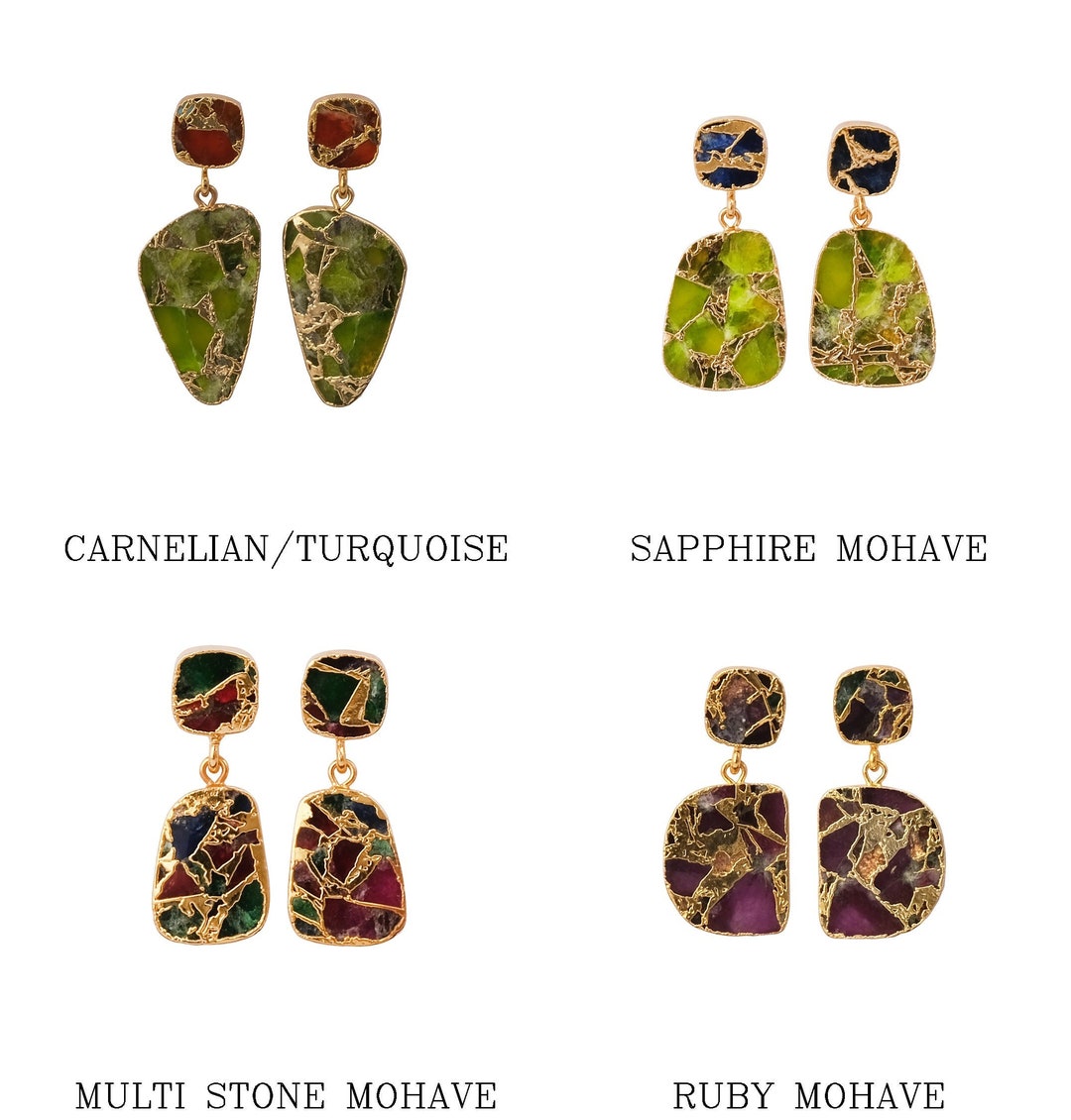 Carnelian / Turquoise Mohave Gemstone Earrings Earrings - Etsy