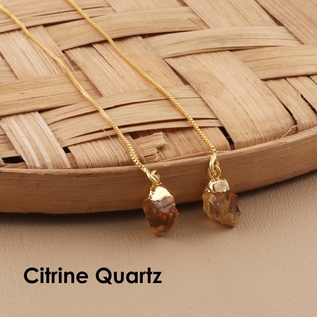 Buy Dainty Natural Citrine Aquamarine Raw Gemstone Gold Plated Online ...