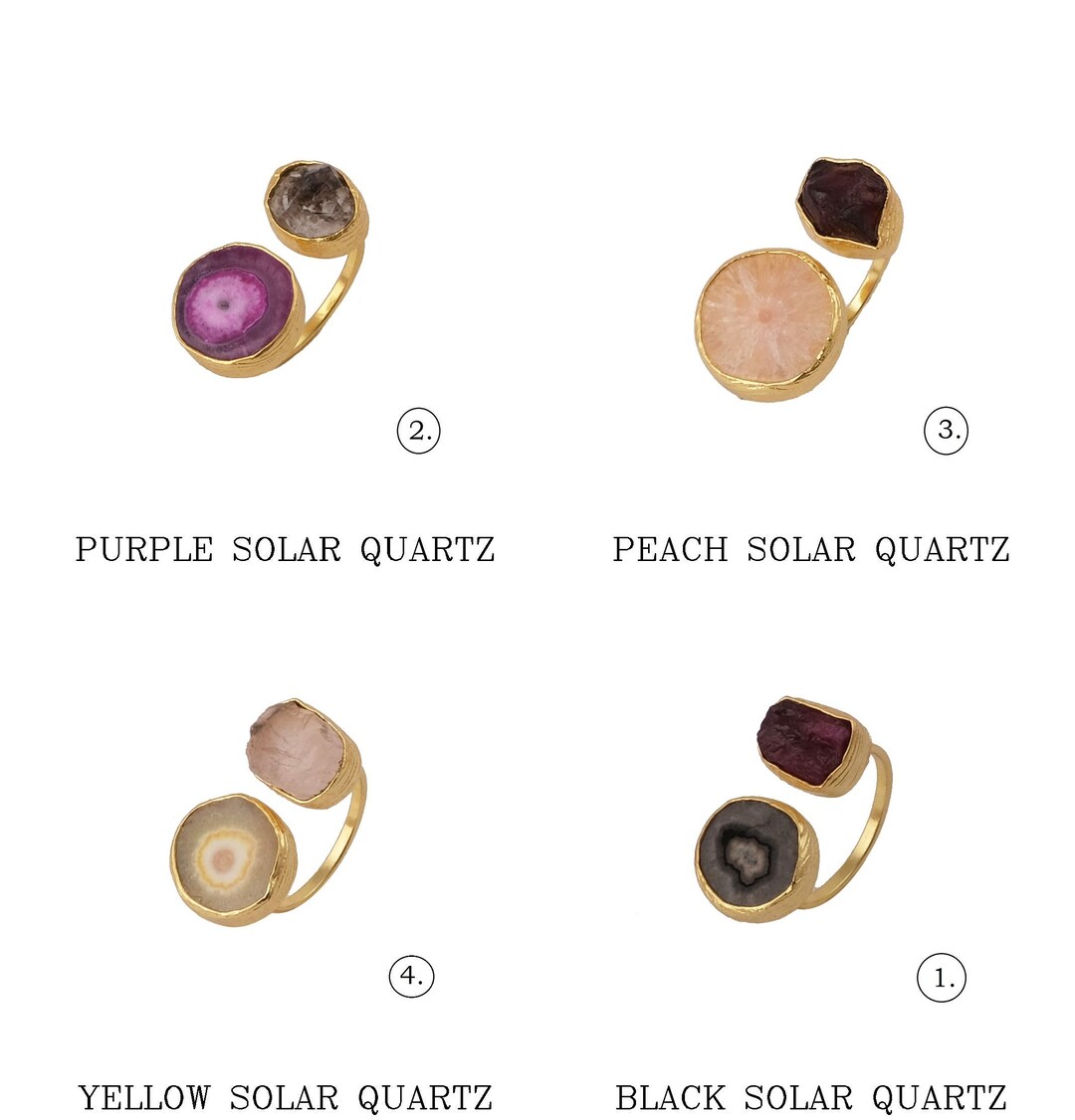 Antique Natural Purple Solar Quartz Gemstone Ring Ring Size 7, Pink ...