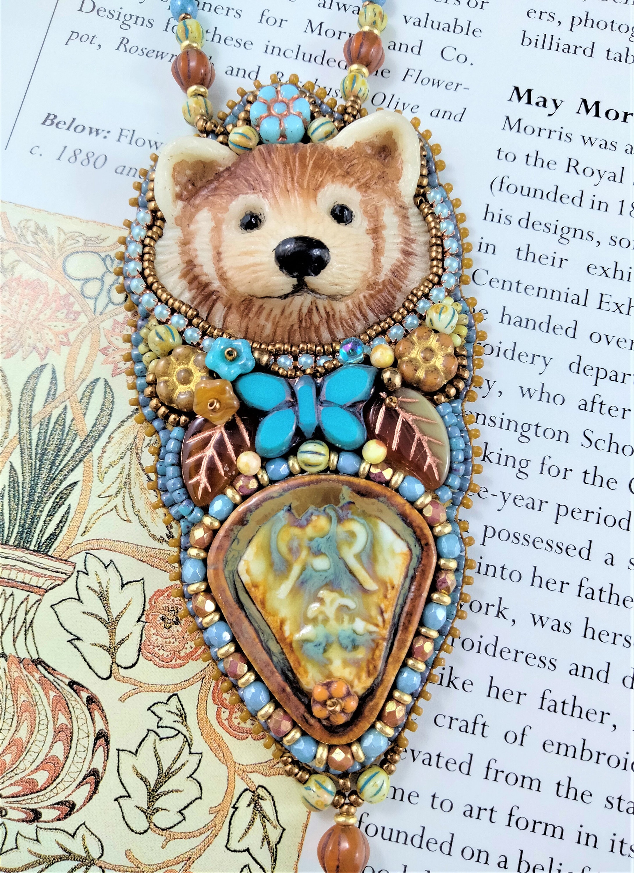Red Panda Bead Embroidered Necklace. Red Panda Pendant Style - Etsy
