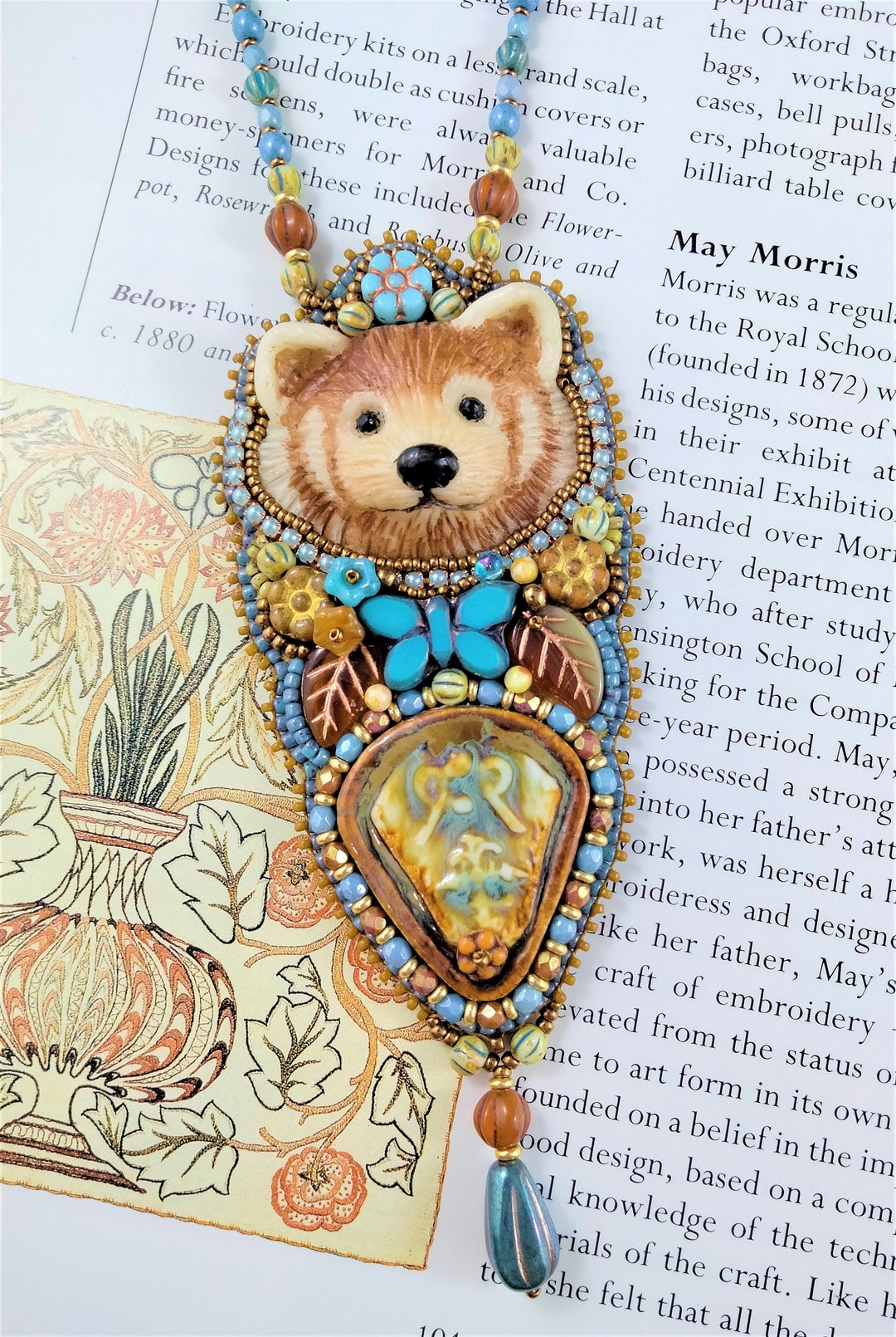 Red Panda Bead Embroidered Necklace. Red Panda Pendant Style - Etsy