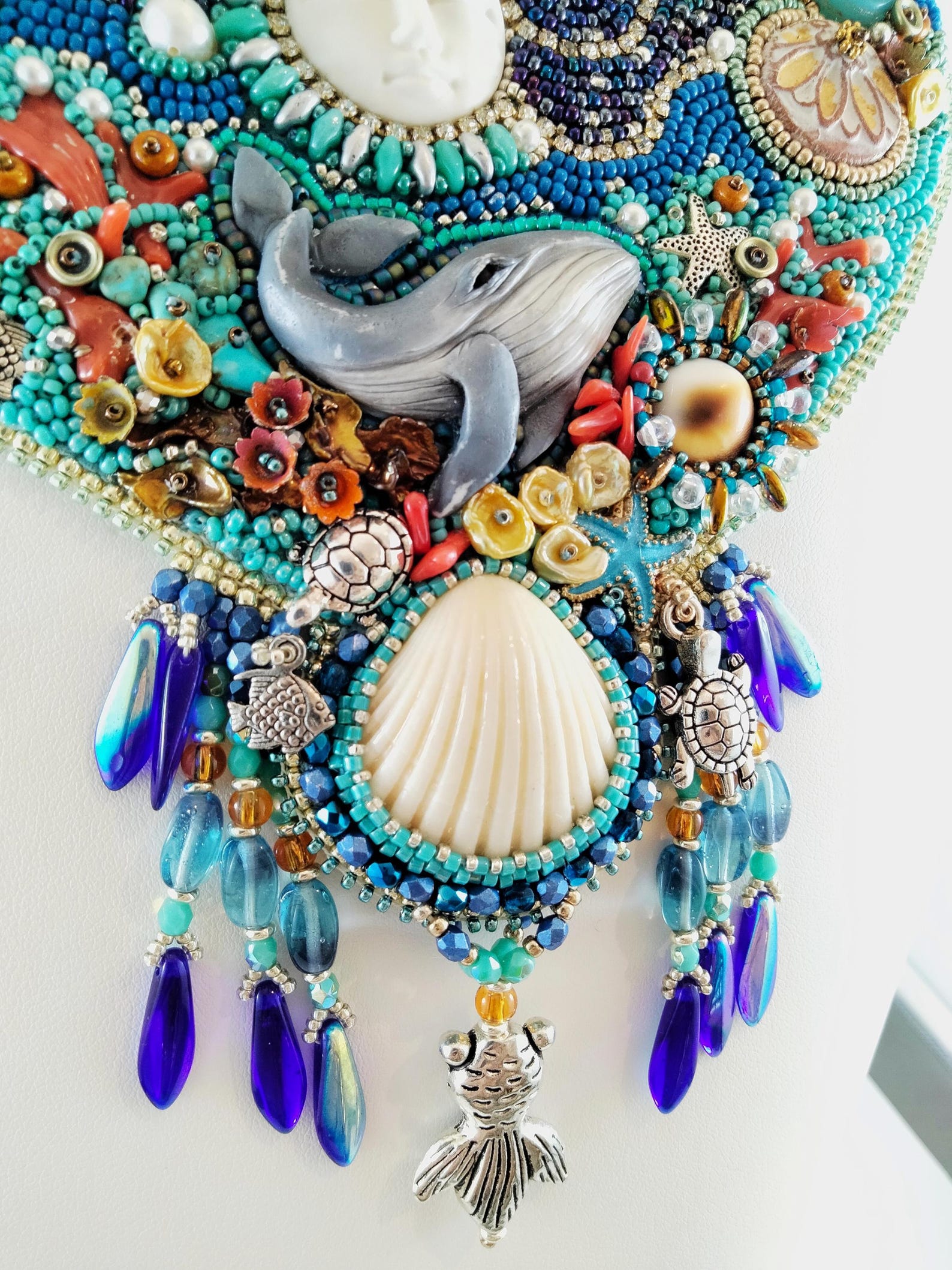 Whale Bead Embroidered Collar. Under the Sea Beaded Necklace. - Etsy