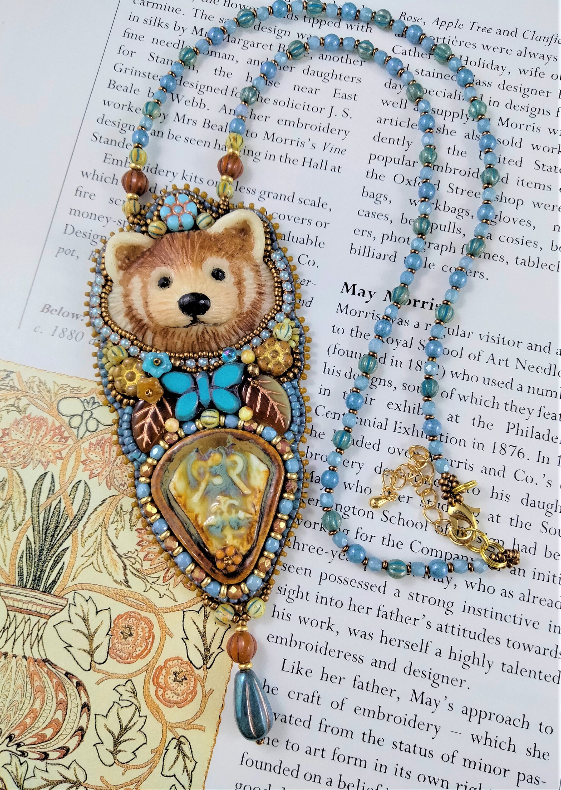 Red Panda Bead Embroidered Necklace. Red Panda Pendant Style - Etsy