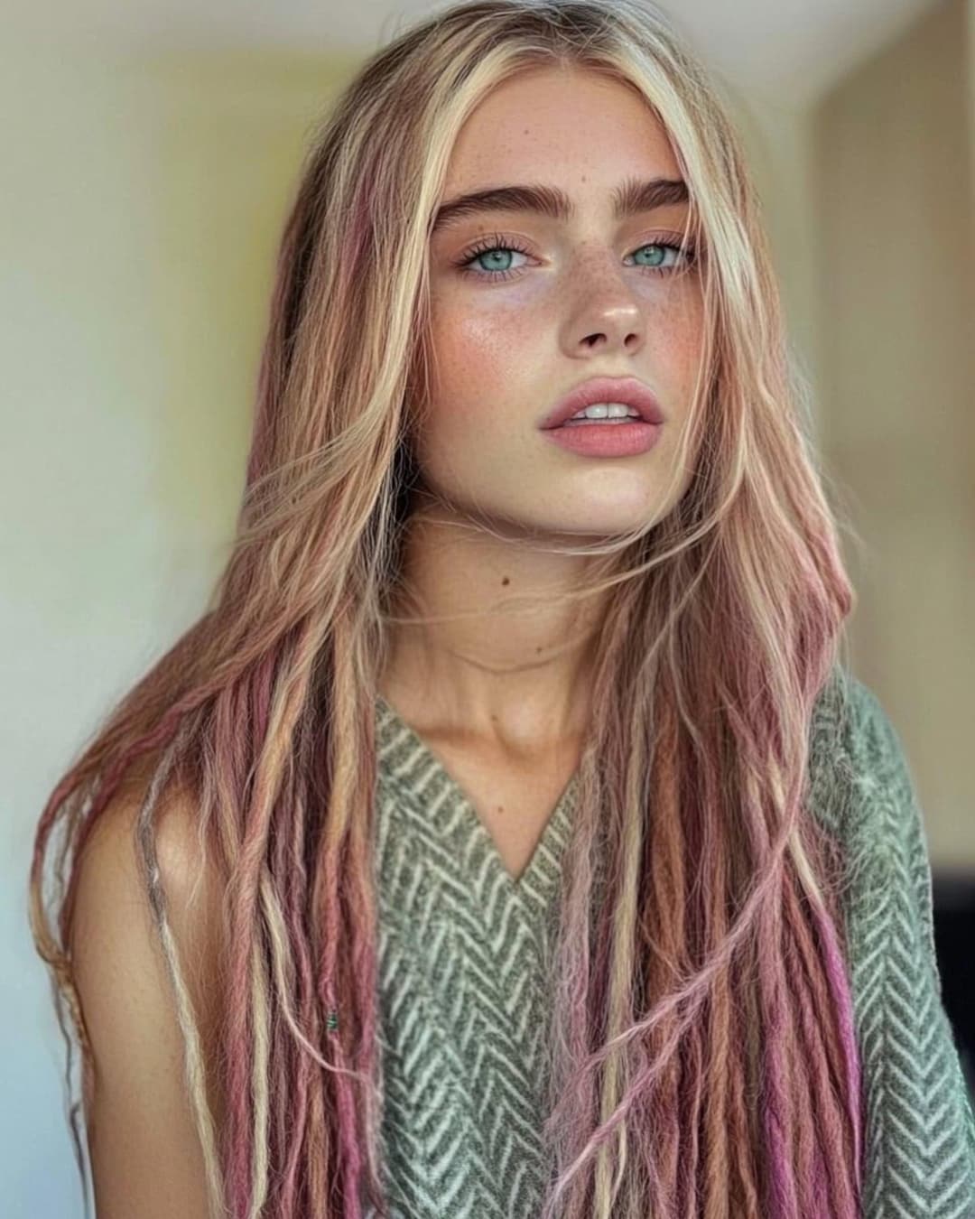 Full Hd Lace Human Hair Rainbow Dreadlock Wig, Colored Wig, Boho Wig ...