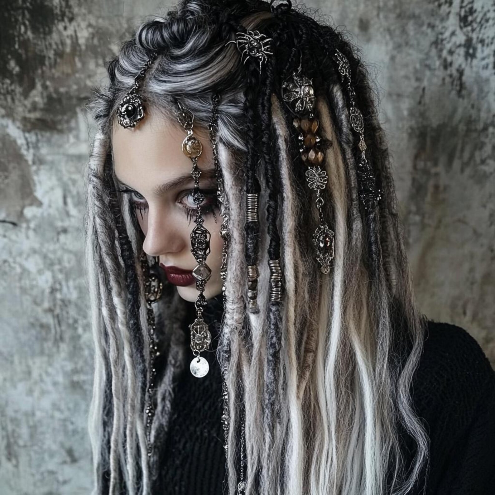Hd Full Lace Salt and Pepper Grey Dreadlocks for Cosplay Wigs , Show ...