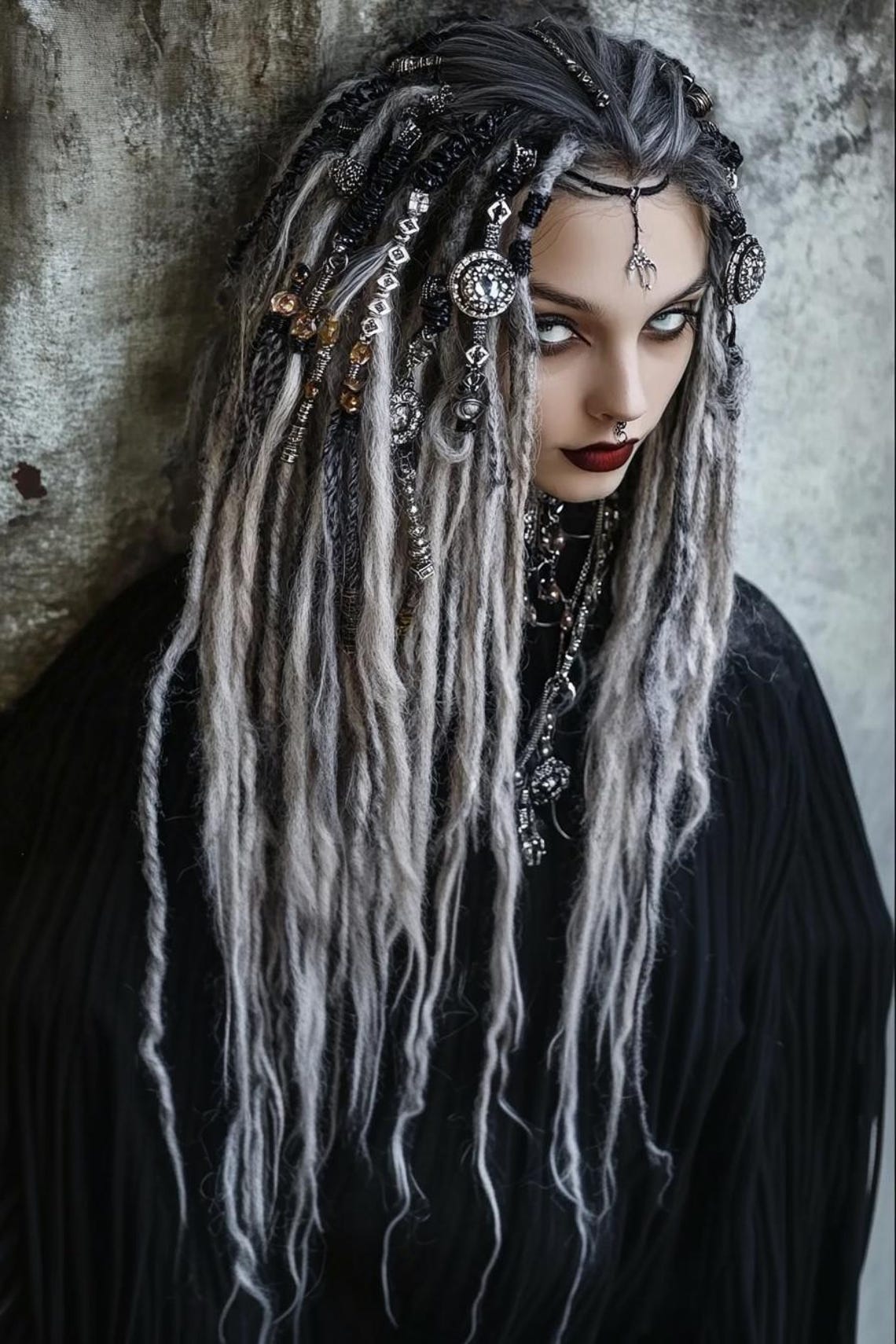 Hd Full Lace Salt and Pepper Grey Dreadlocks for Cosplay Wigs , Show ...