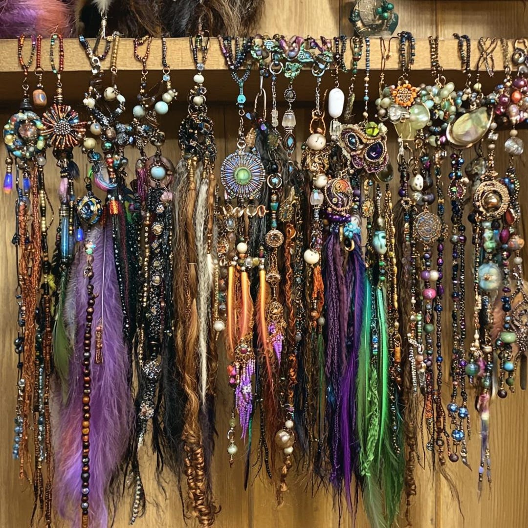 Boho Hair Jewelry Kit: Braids, Dreadlocks, Crystals & Feathers - Etsy