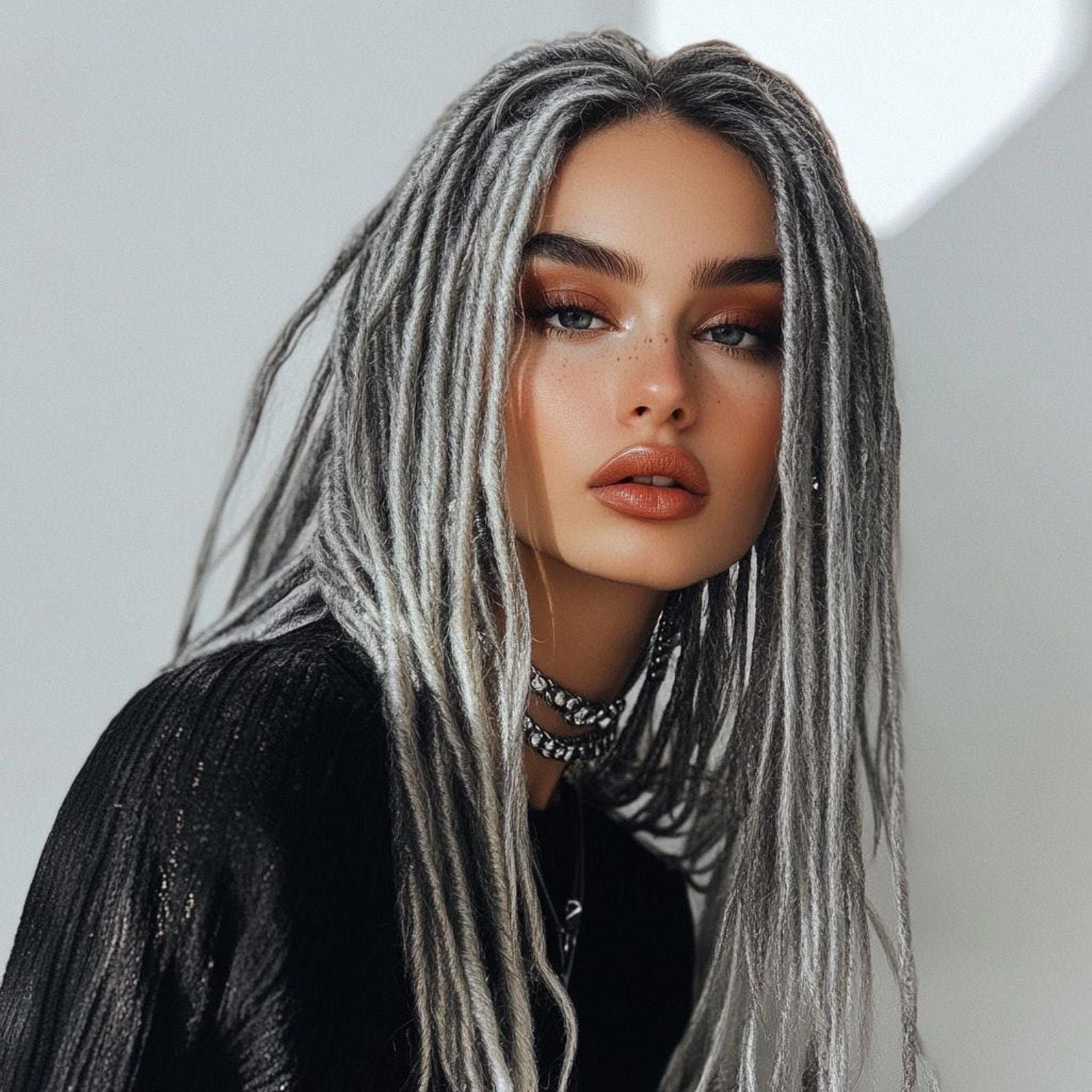 Hd Full Lace Salt and Pepper Grey Dreadlocks for Cosplay Wigs , Show ...