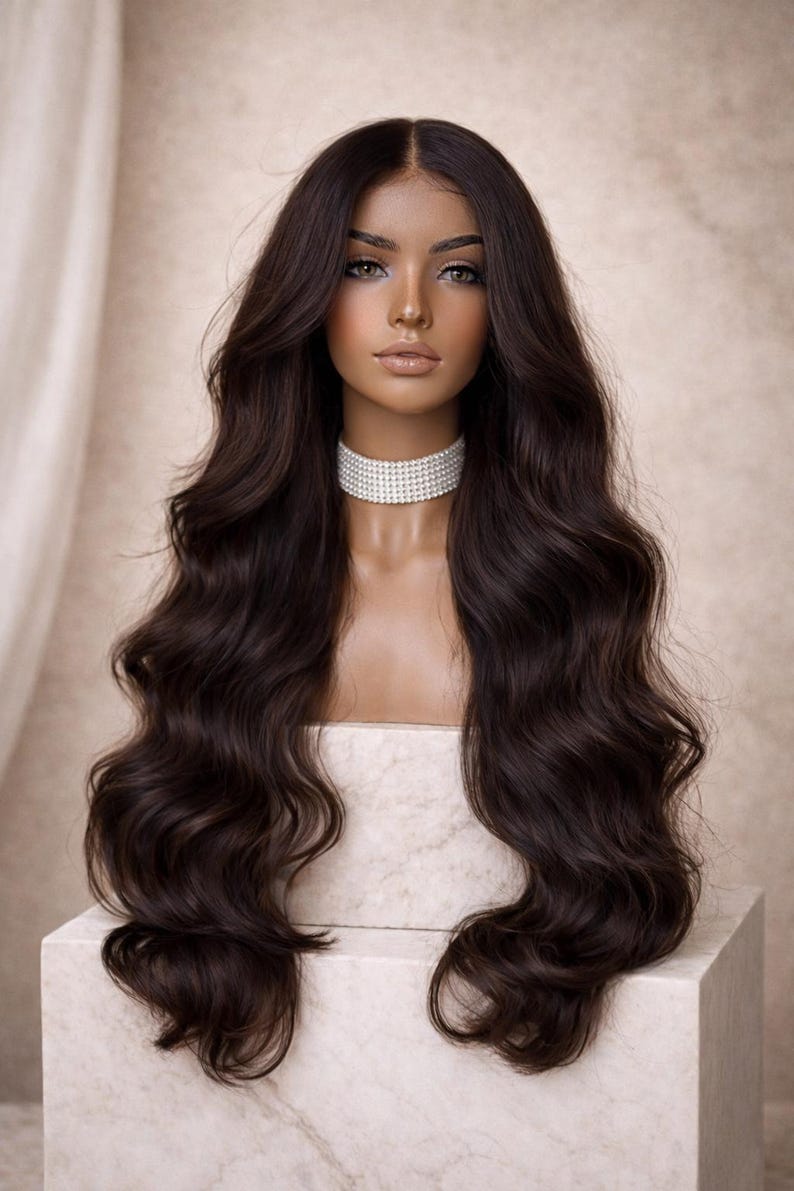 38" Body Wave Human Hair Lace Front Wig – Handcrafted Natural Hairline ...