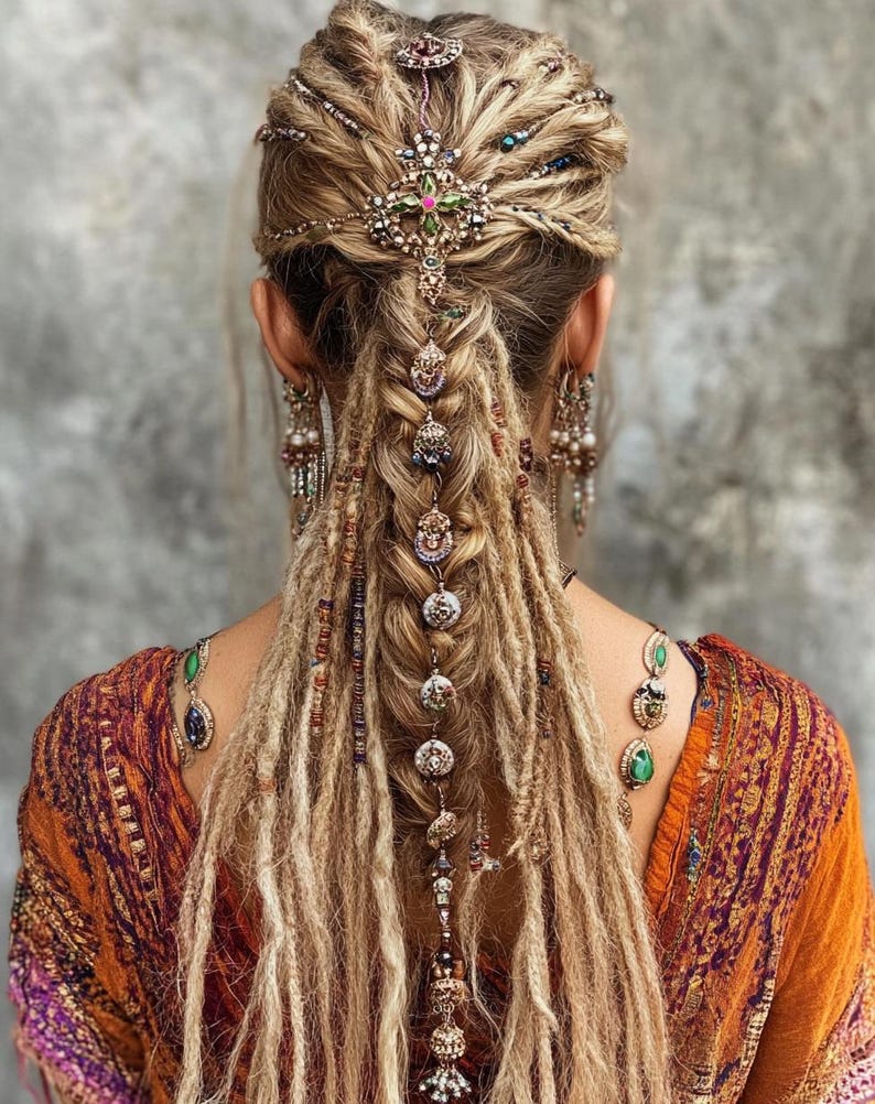 Boho Hair Jewelry Kit: Braids, Dreadlocks, Crystals & Feathers - Etsy
