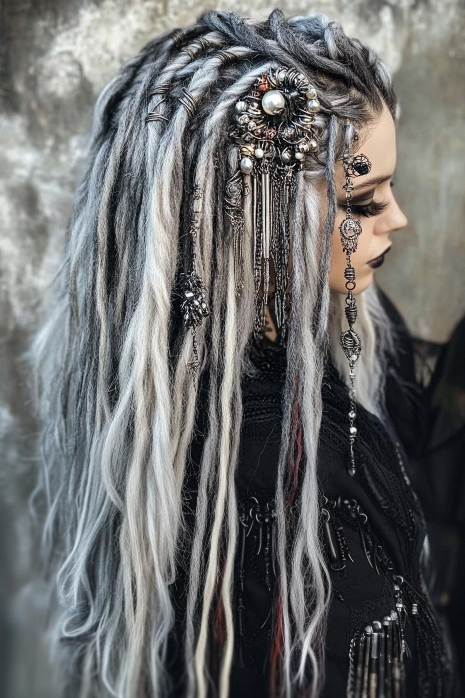 Hd Full Lace Salt and Pepper Grey Dreadlocks for Cosplay Wigs , Show ...