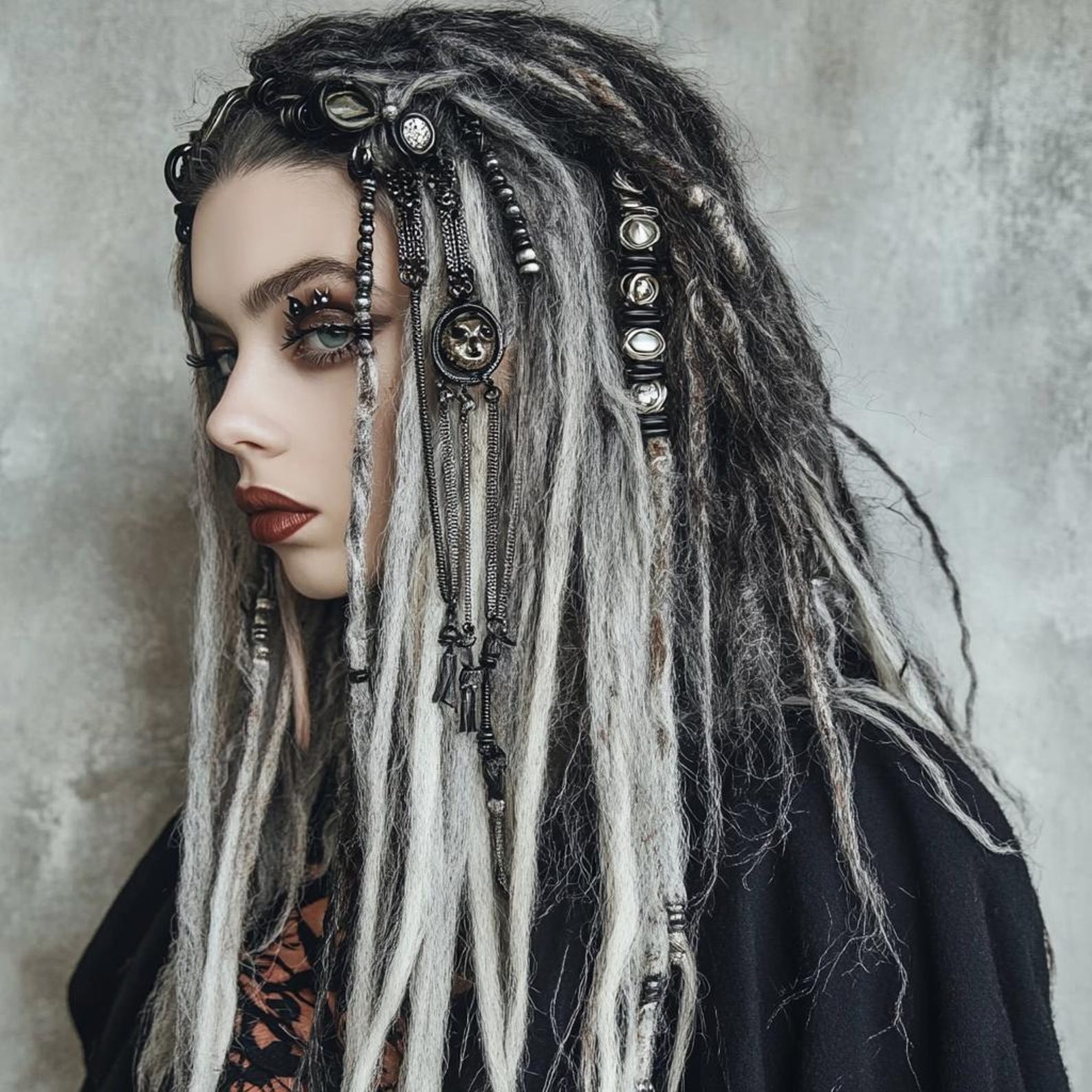 Hd Full Lace Salt and Pepper Grey Dreadlocks for Cosplay Wigs , Show ...