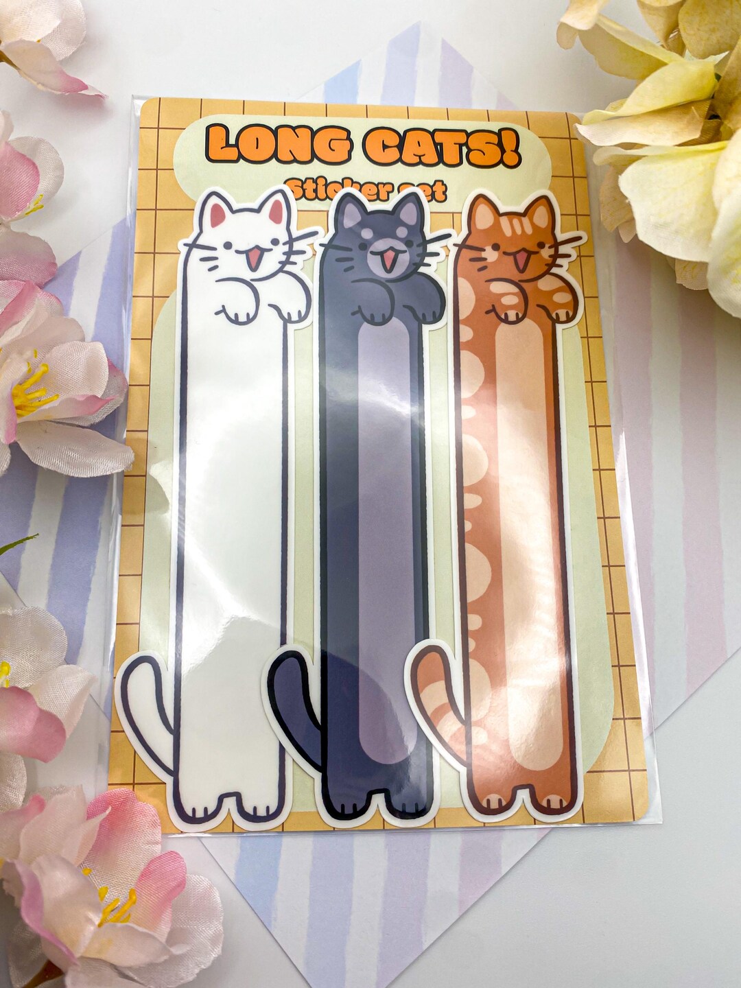 Long Cat Sticker Set!| Set of 3 Stickers| Long Cat Meme | Glossy, Vinyl ...