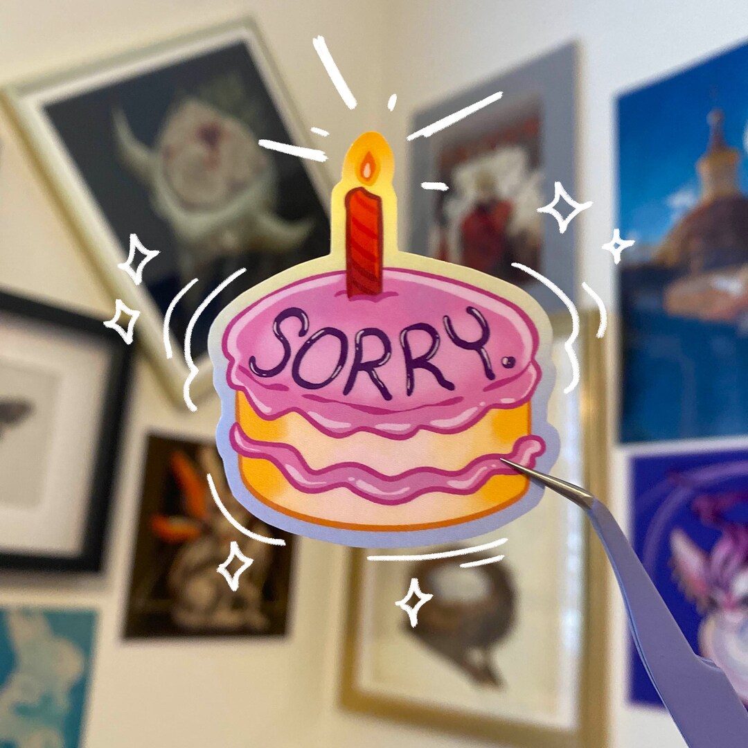 Sorry Birthday Cake Sticker | Belated Birthday | Cute Cake Sticker ...
