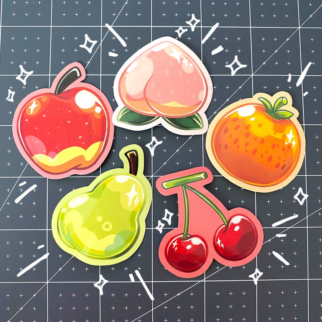 ACNH Fruit Basket Sticker Set Cute Animal Fruit Sticker Glossy, Water ...
