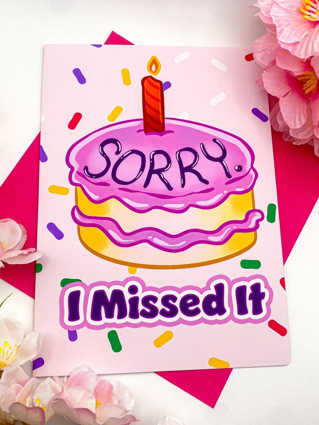 Sorry Birthday Card| Late B Day Blank Card - Etsy