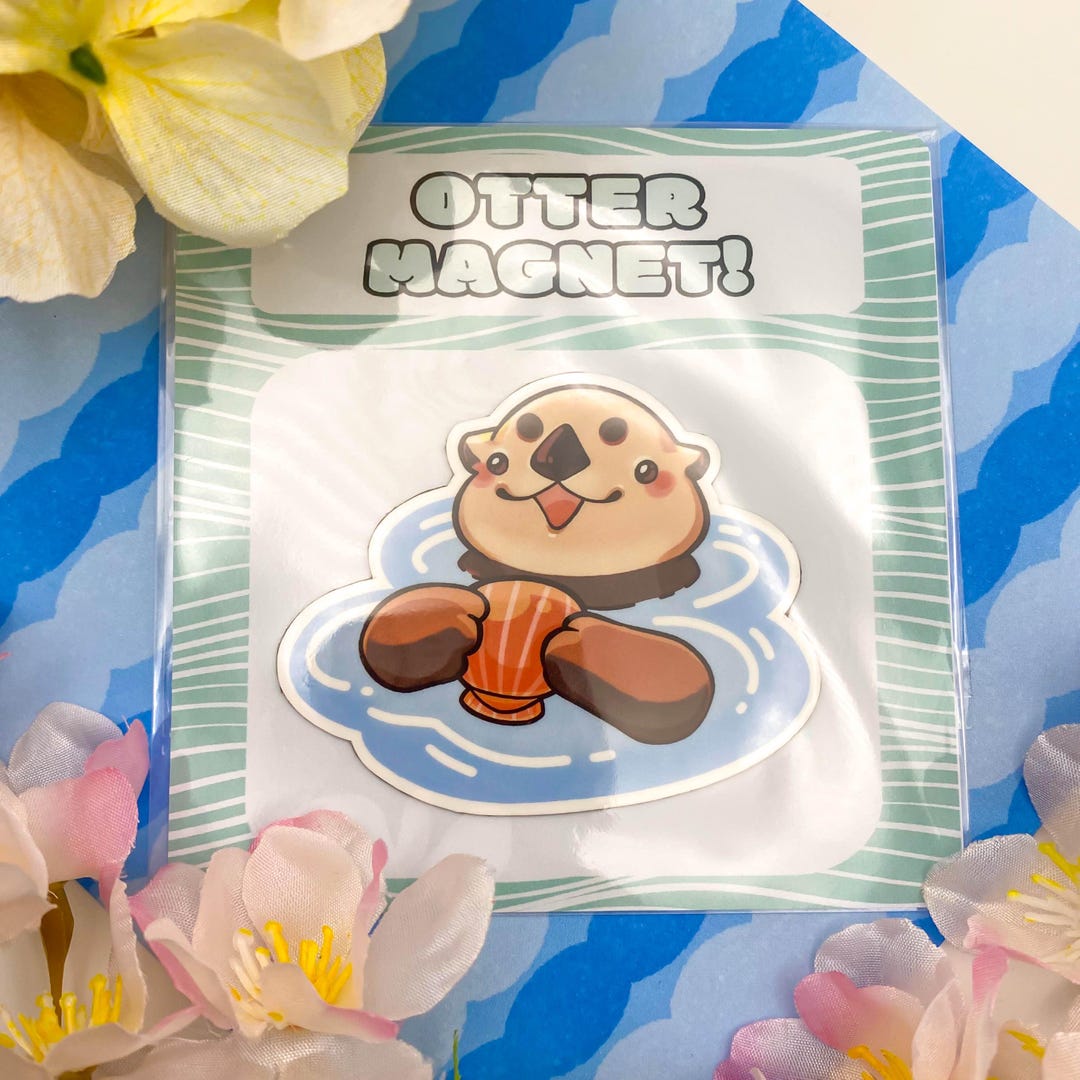 Cute Sea Otter Magnet | Cute Animal Fridge Magnets | Glossy, Water ...