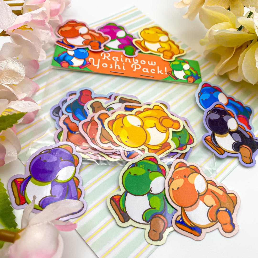 Rainbow Yoshi Sticker Pack! | 24 Paper Stickers| Mini Sticker Set!| Big ...