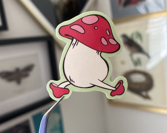 Dungeon Meshi Inspired Running Mushroom Sticker | Senshi Anime Sticker ...