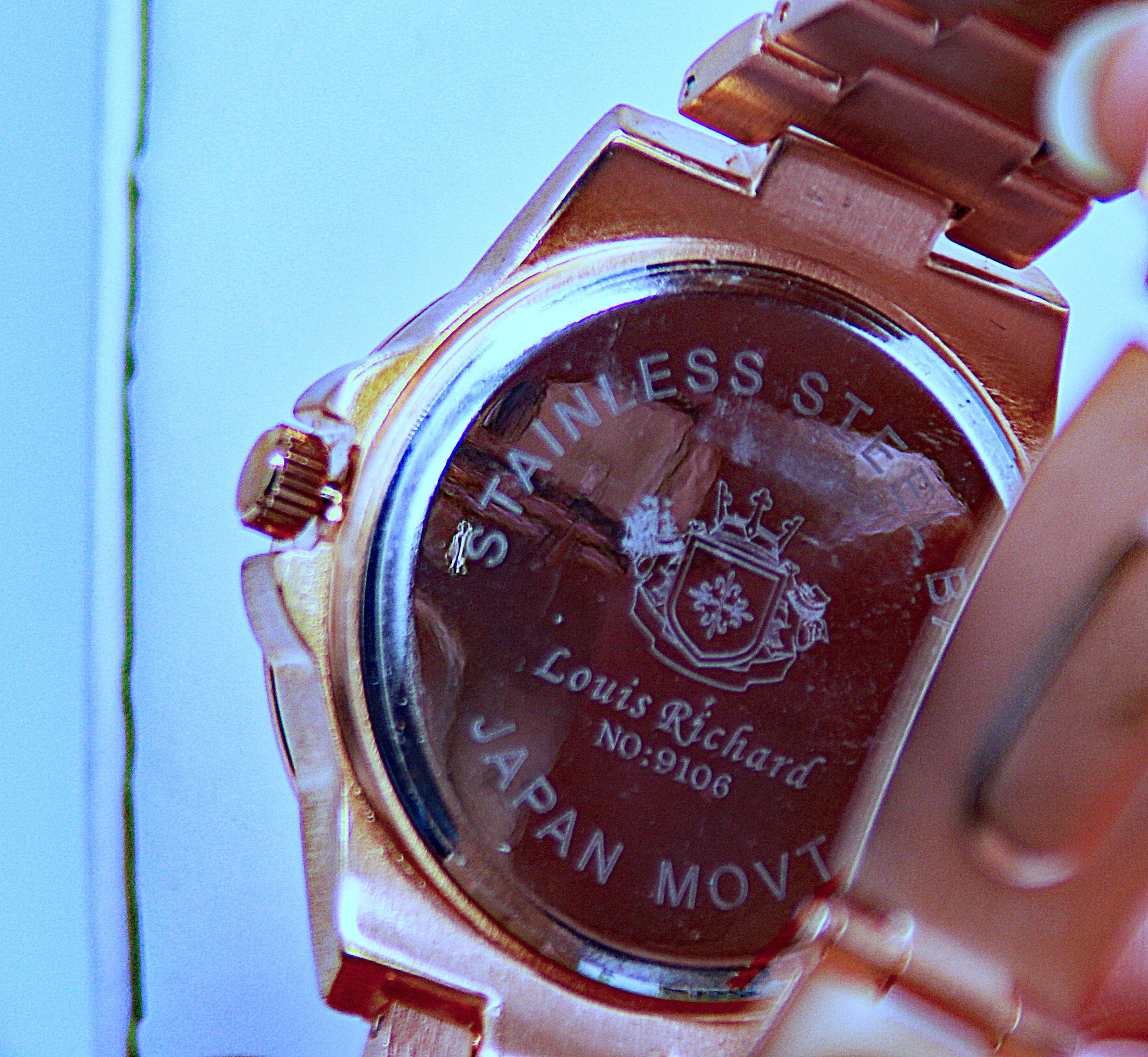 Rose Gold Louis Richard Men's Watch Diamond Chip Accents With ...