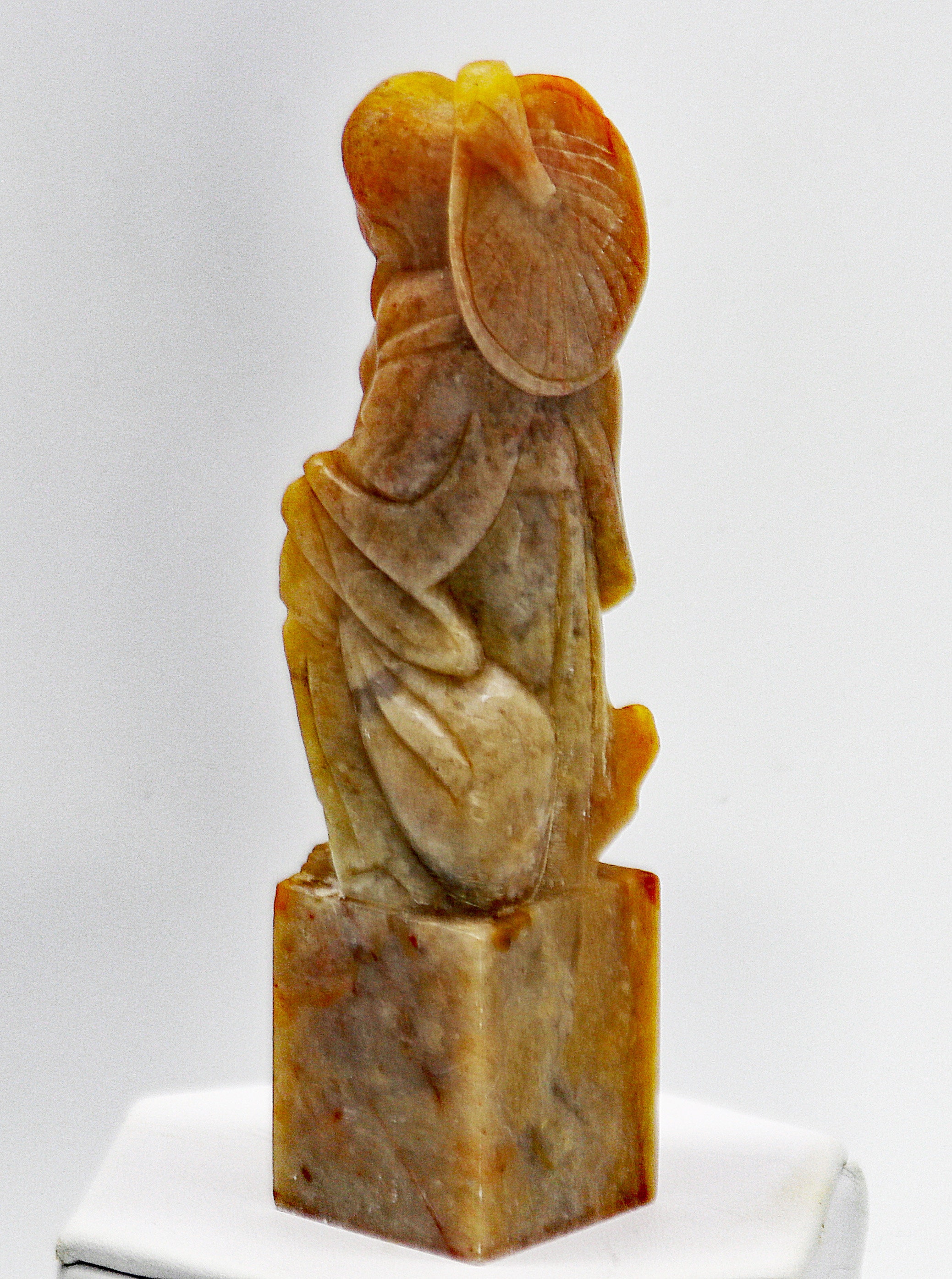 Asian Soapstone Man Wax Seal Stamp Bamboo Fan Traditional Robes Vintage ...