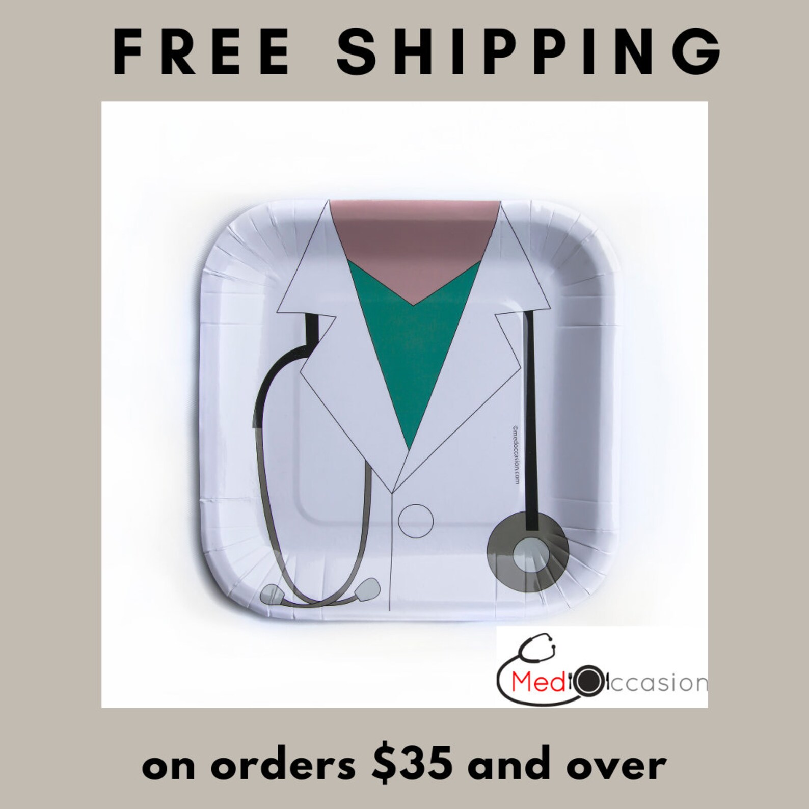 Stethoscope, White Coat Paper Party Plates for Medical Party, Dinner ...