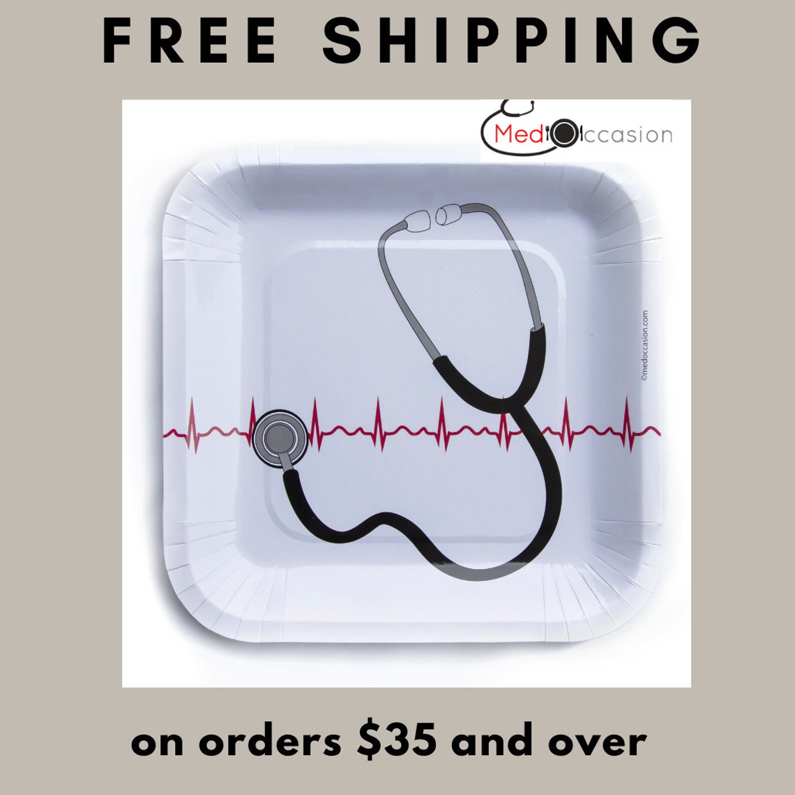 Stethoscope and EKG Design Party Plates for Doctor Party/ Nurse Party ...