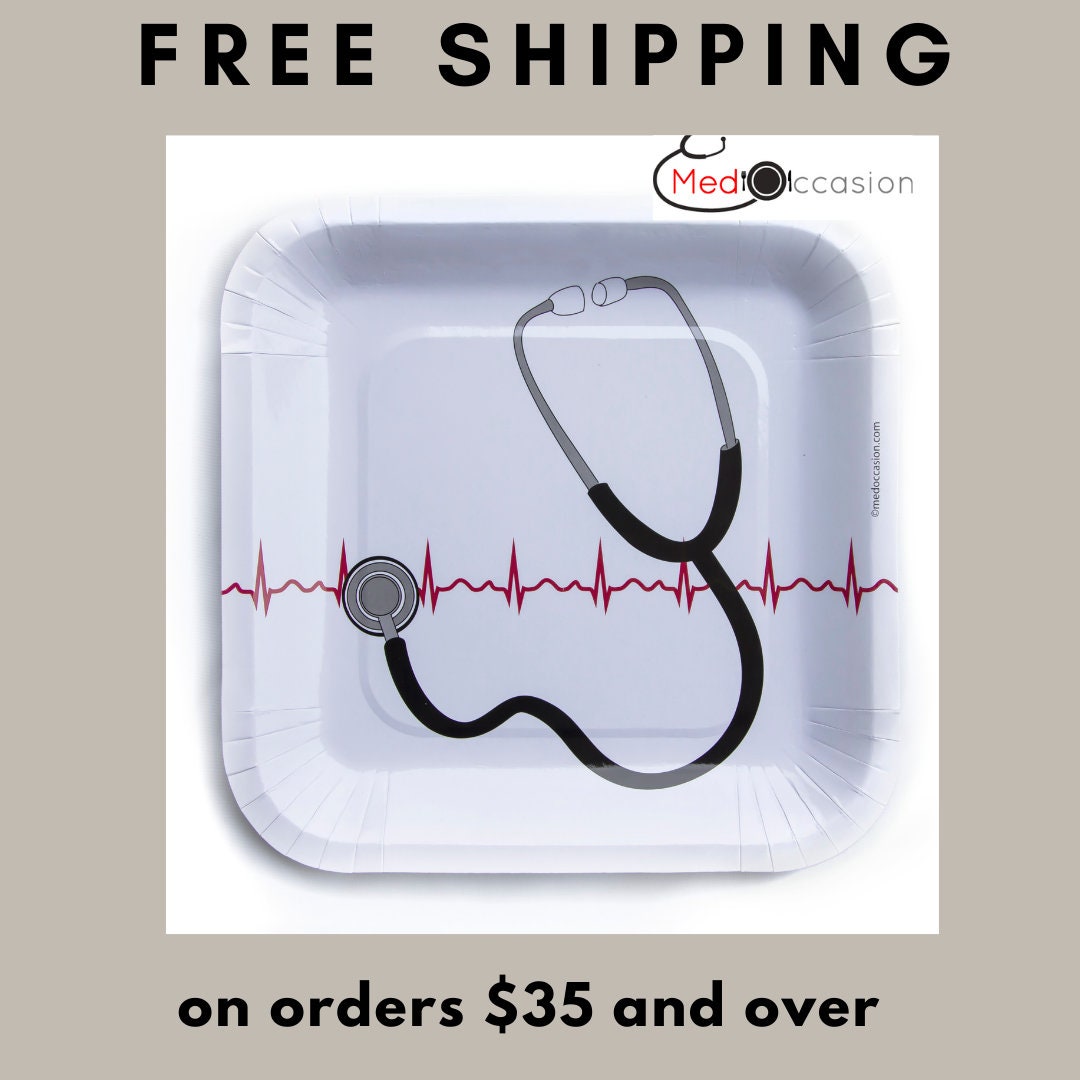 Stethoscope and EKG Design Party Plates for Doctor Party/ Nurse Party ...