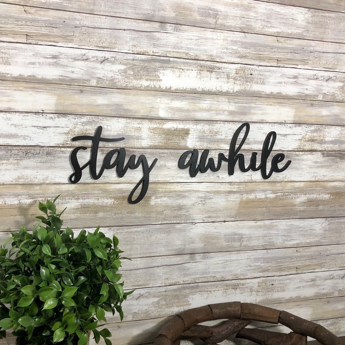 Stay Awhile Sign Stay Awhile Wood Sign Living Room Signs - Etsy
