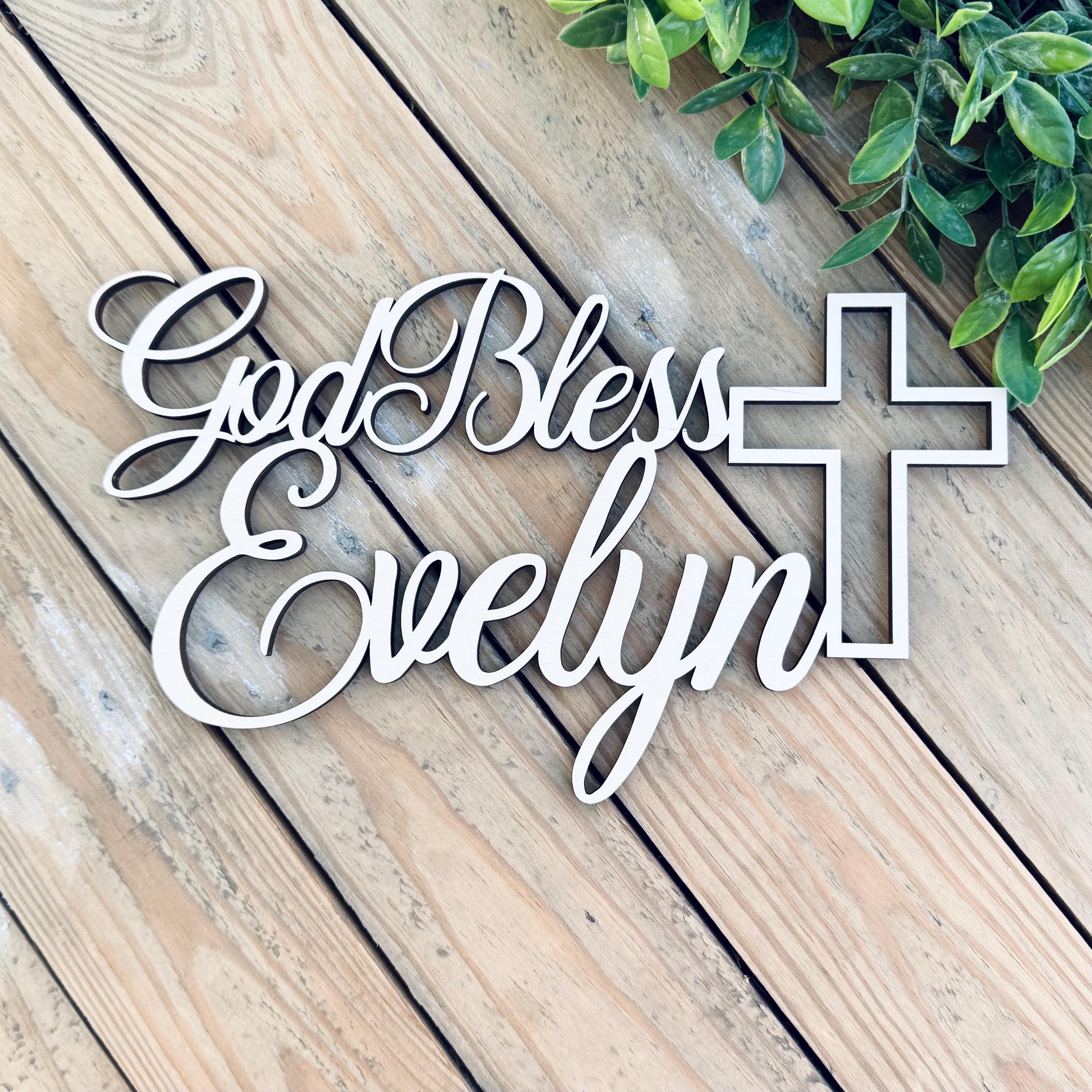 Custom God Bless Baptism Sign - Christening First Communion Baby ...