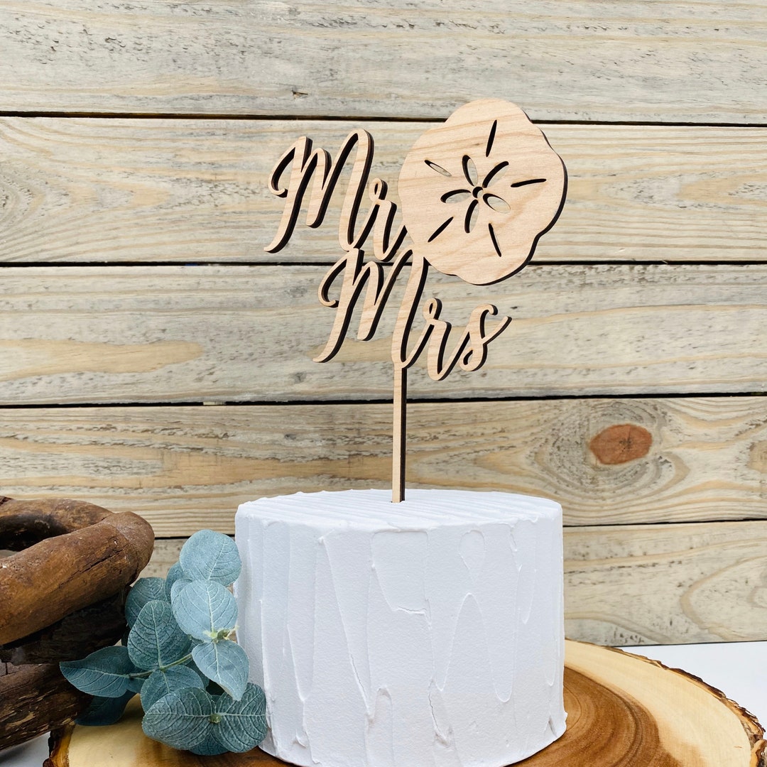 Mr & Mrs Sand Dollar Cake Topper - Beach Coastal Nautical Wedding Decor ...