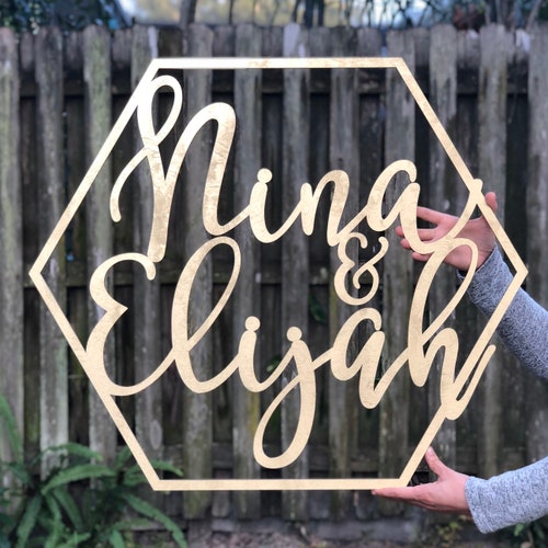 Custom Name Sign Backdrop Geometric Name Sign Wood Wedding - Etsy