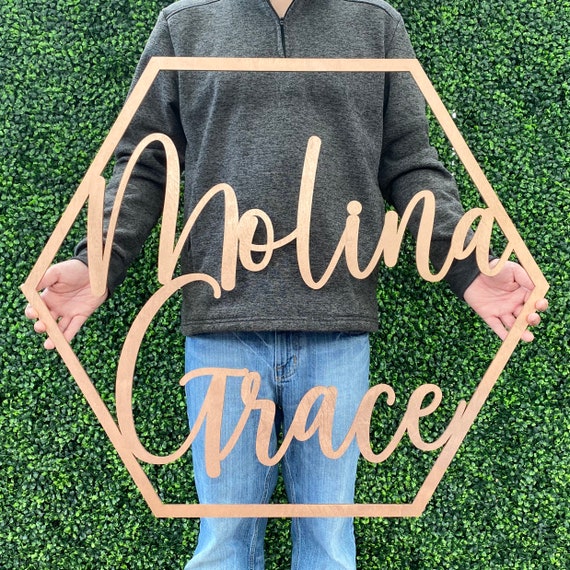 Custom Wooden Circle Sign Personalized Name Sign Baby Shower | Etsy