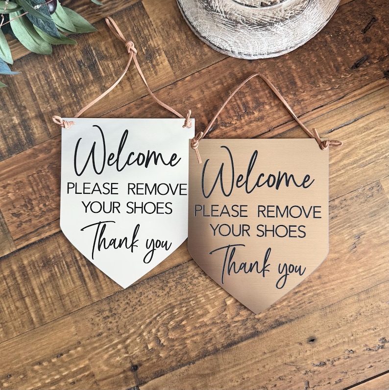 Welcome Please Remove Your Shoes Acrylic Sign - No Shoes Entryway Front ...
