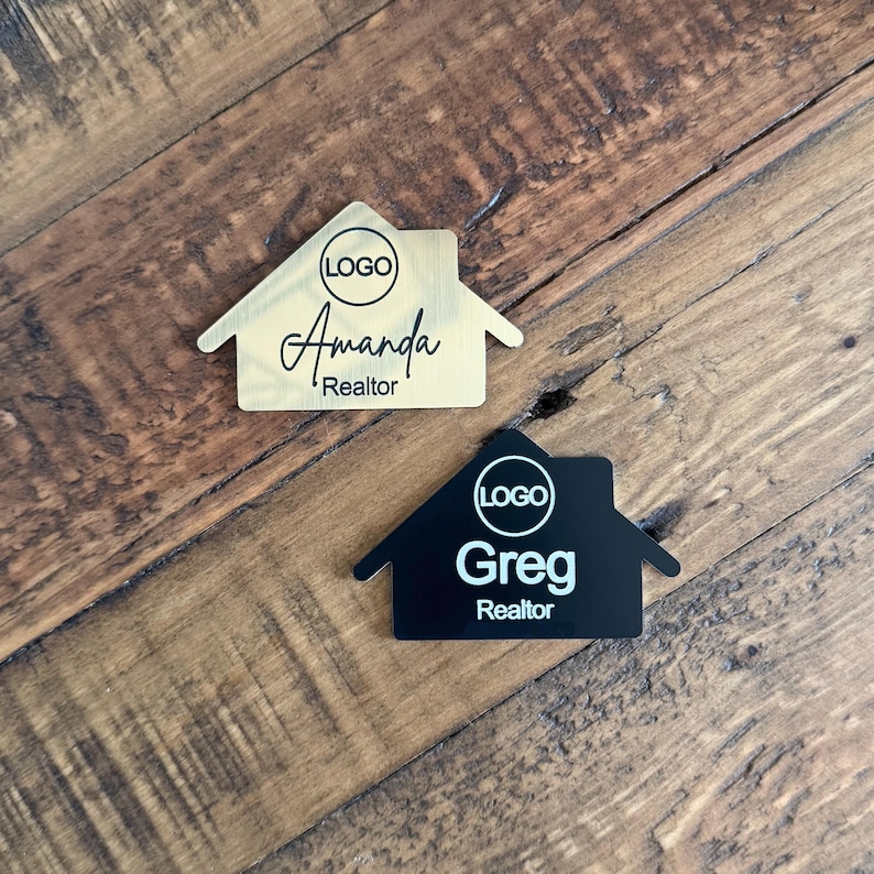 Custom Engraved House Shaped Realtor Name Badge - Magnetic Real Estate ...