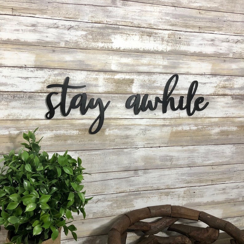 Stay Awhile Sign Stay Awhile Wood Sign Living Room Signs - Etsy