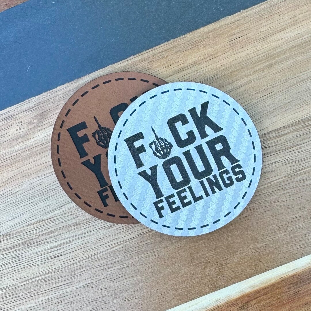 Fuck Your Feelings Skull Finger Patch for Hats, Carbon Silver Engraved Leatherette - Etsy