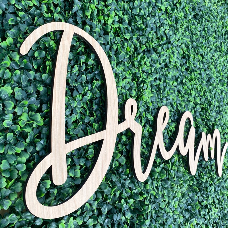 Dream Script Wood Sign Cursive Word Sign Cursive Word Wall | Etsy