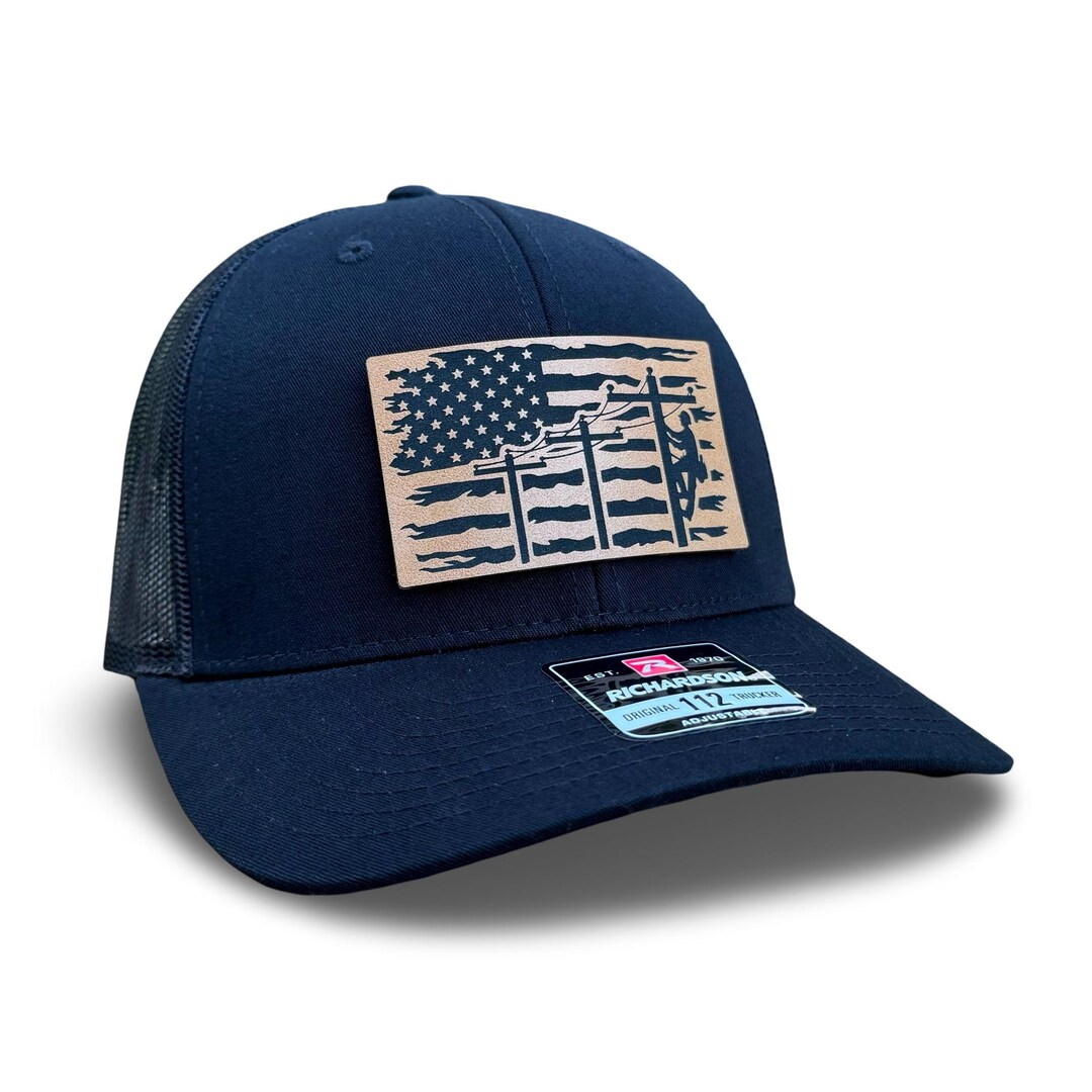 Lineman USA Flag Patch Hat - Journeyman Lineman Gift - Patriotic ...