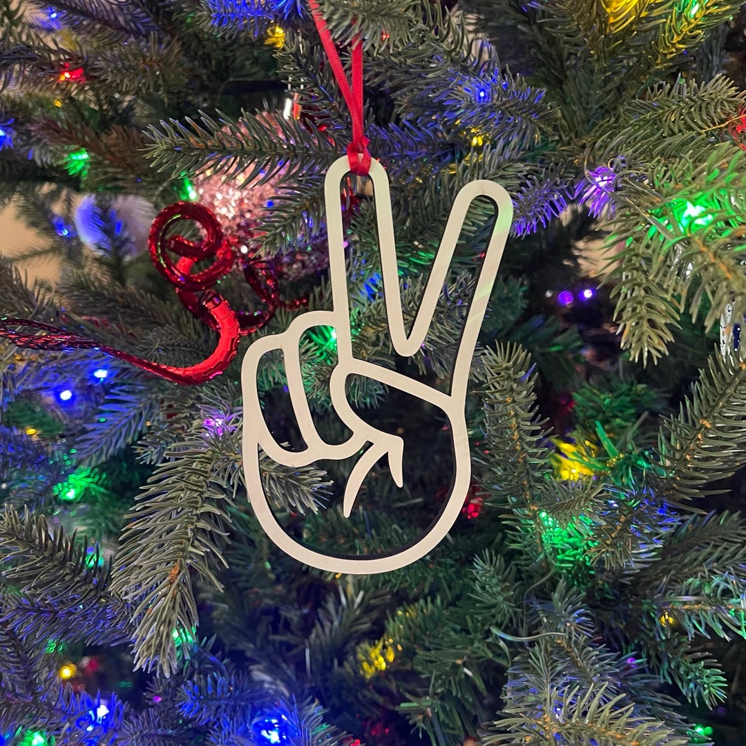 Peace on Earth Ornament, Peace Sign Ornament, Peace Hand Ornament ...