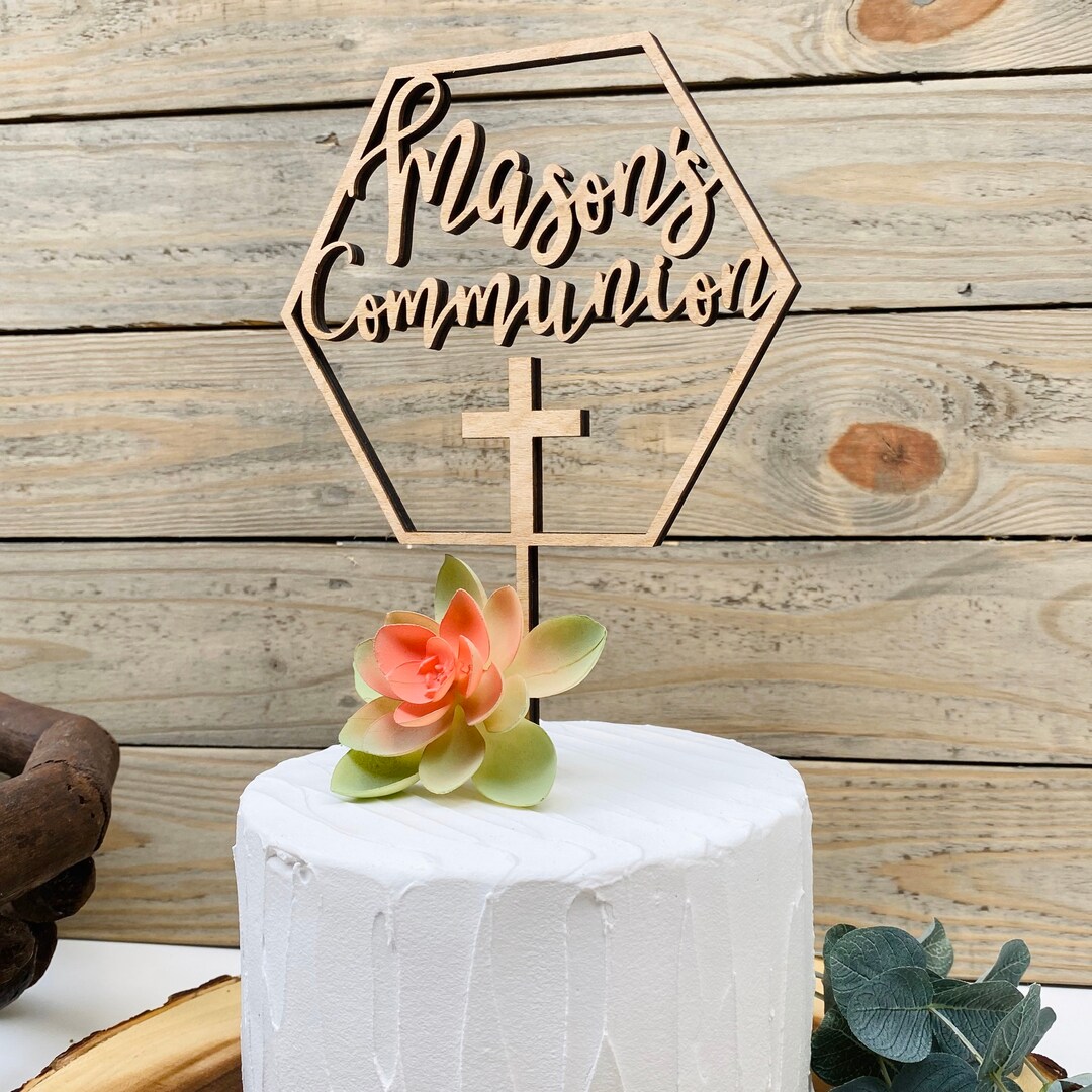 Personalized First Communion Cake Topper - Baptism Christening Decor ...