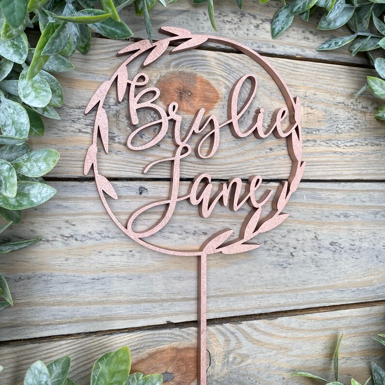 Custom Cake Topper Personalized Name Topper With Wreath Baby - Etsy