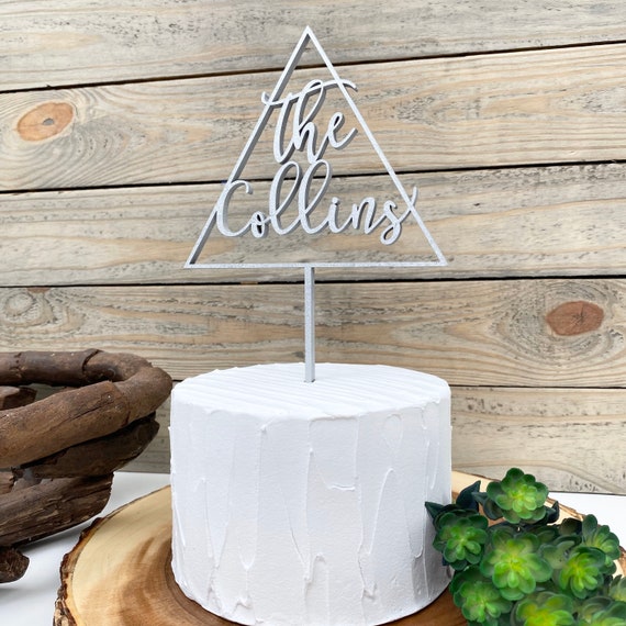 Geometric Triangle Cake Topper Wedding Personalized Name - Etsy