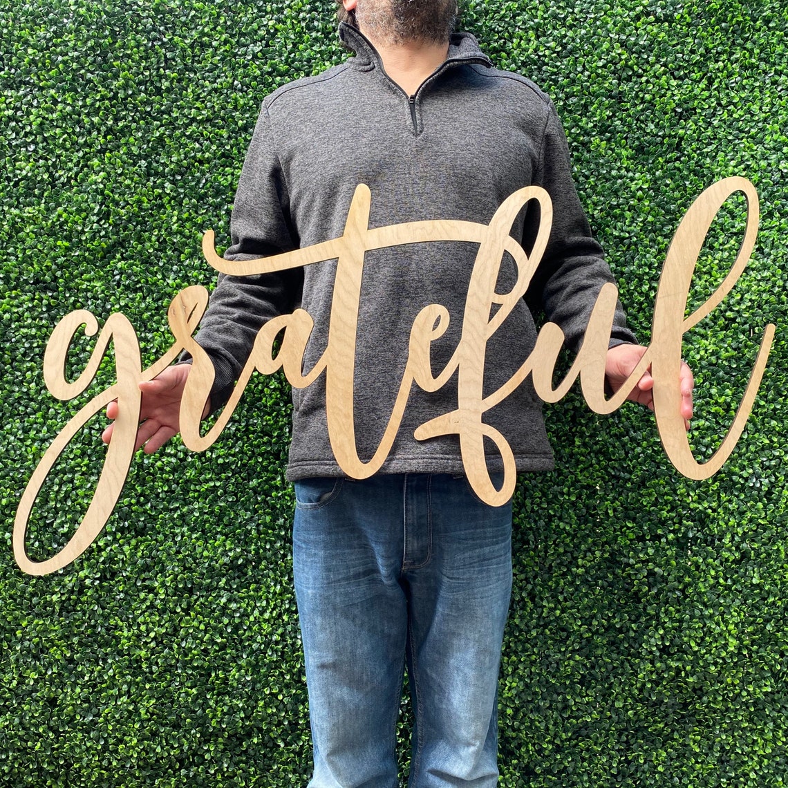 Grateful Sign, Grateful Wood Cutout, Grateful Heart Sign, Large Home ...