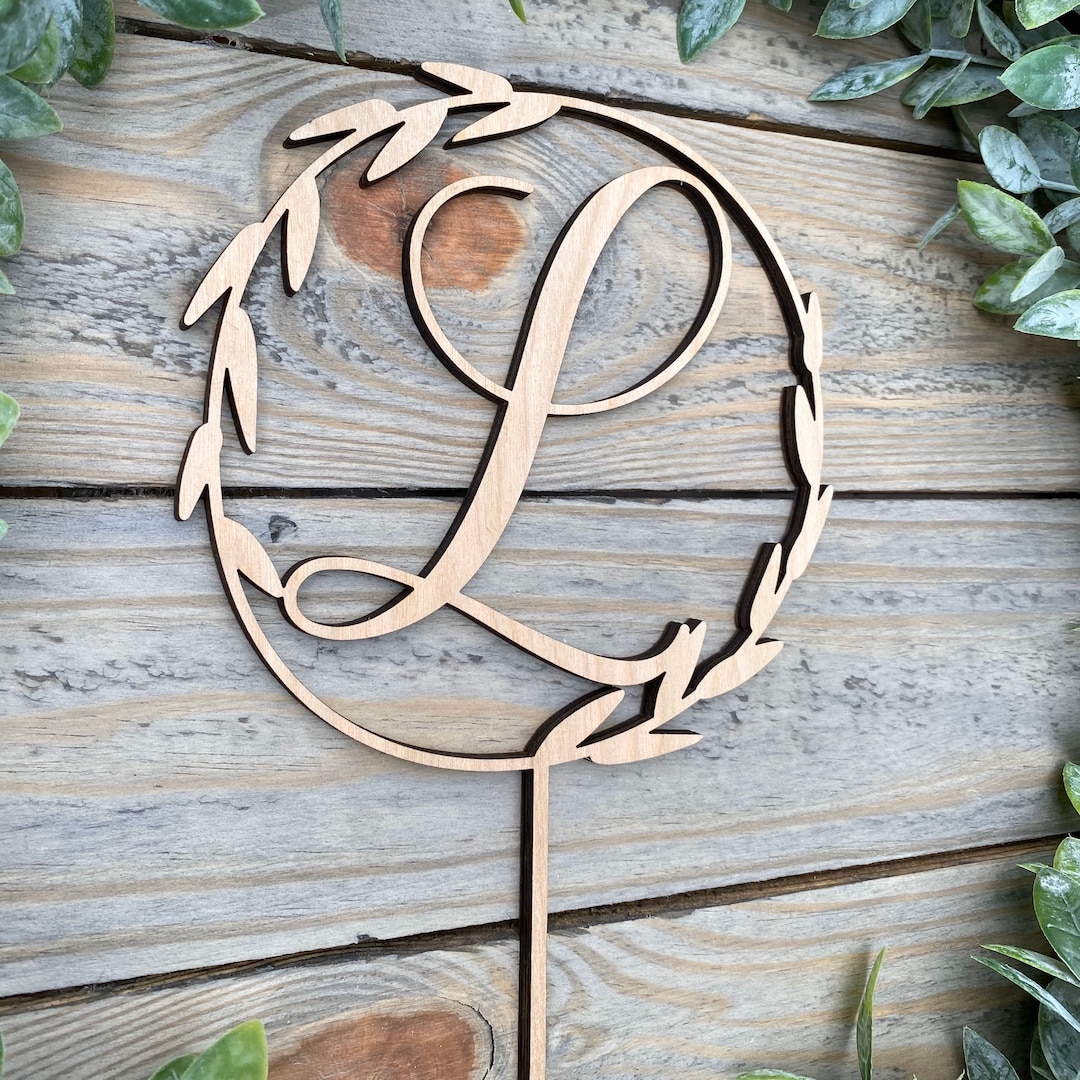 Custom Monogram Wooden Letter Cake Topper, Wedding Monogram Rustic ...