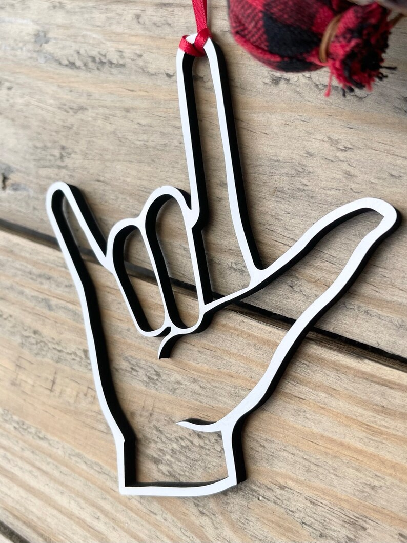 ASL I Love You Hand Christmas Ornament - American Sign Language Gift ...