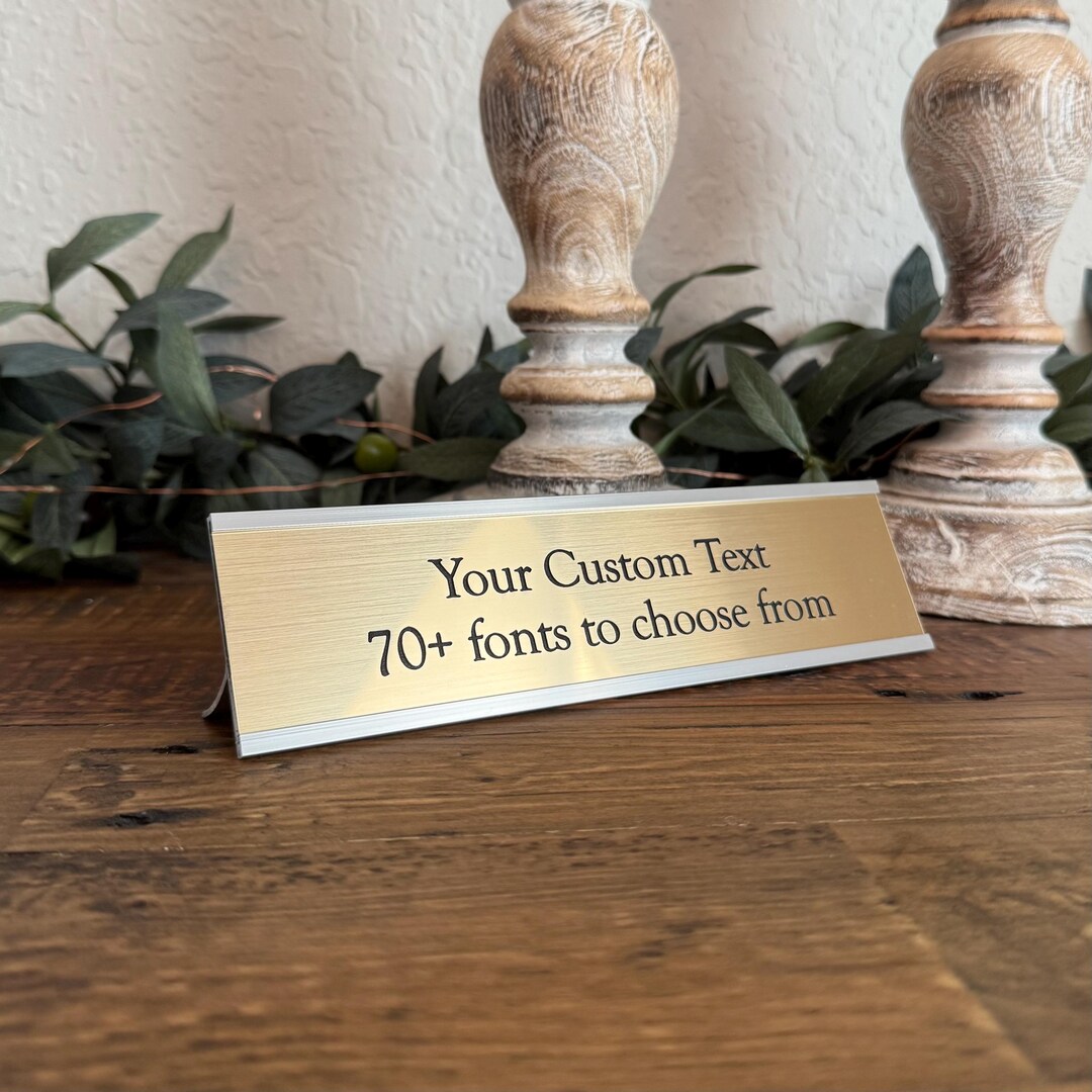 2"x8" Custom Engraved Desk Name Plates With Aluminum Holder - Coworker ...